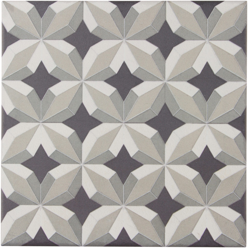 ENCAUSTIC ECHOES OBSIDIAN FLOURISH 8X8 M - Walker Zanger