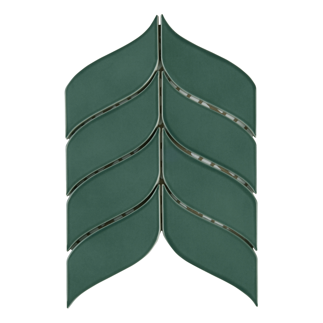 6th Avenue Jade Curved Chevron Mosaic Gloss - Walker Zanger