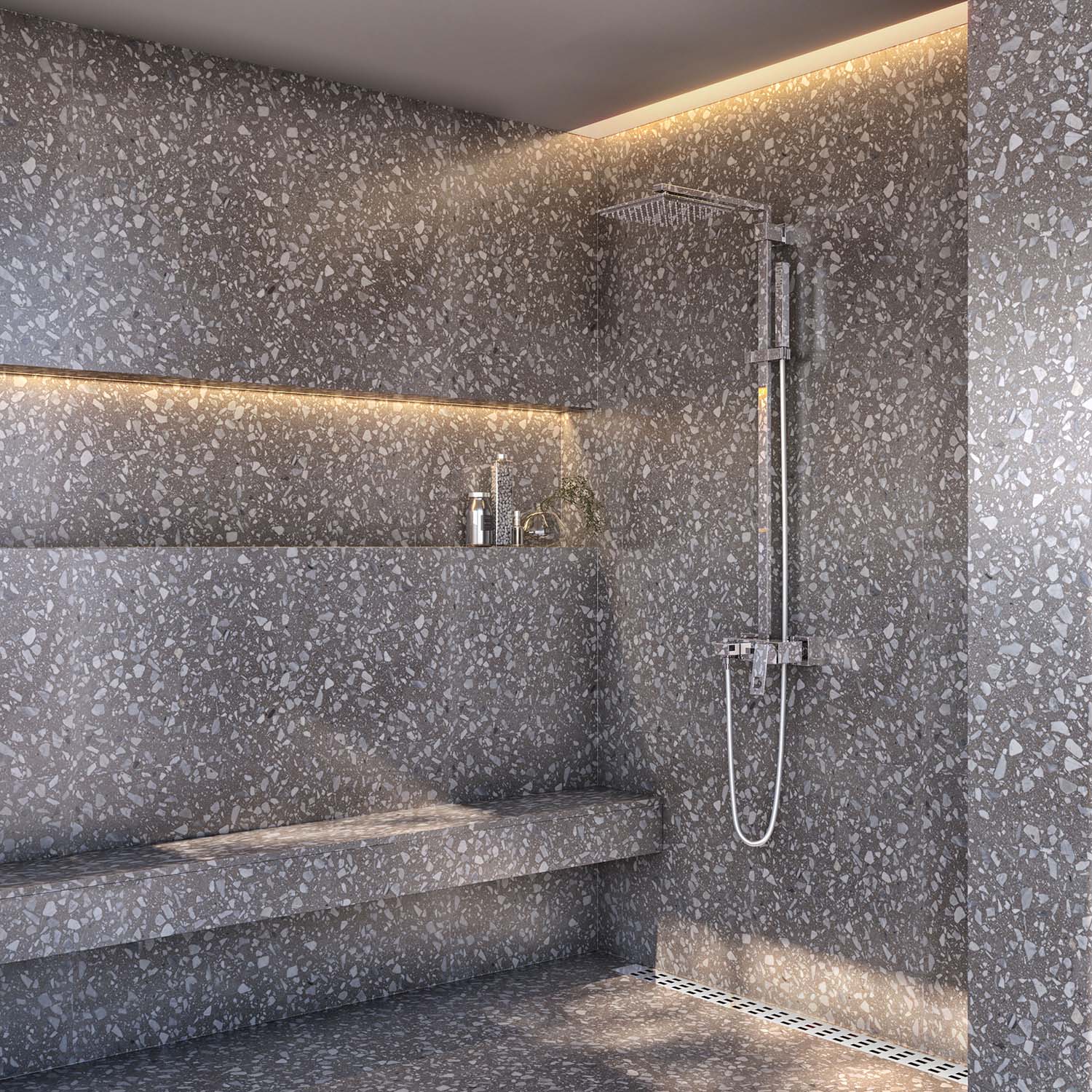 3/4 Slab Fragments Terrazzo Bardiglio Dual Finish (polished/honed ...